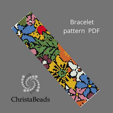 Peyote Seed Beads Bracelet Pattern Pdf Flowers15 Etsy