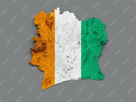 Ivory Coast Map Cote D39ivoire Flag Shaded Relief Color Height Map On