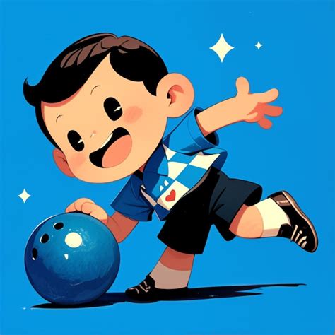 Premium Vector A Detroit Boy Goes Bowling In Cartoon Style