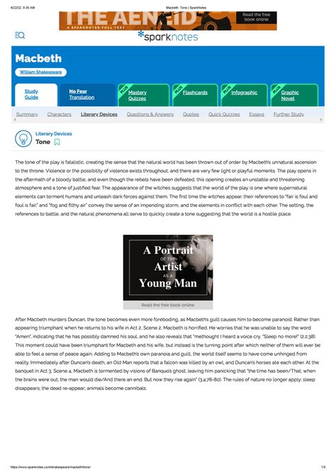 Macbeth Themes Spark Notes Macbeth William Shakespeare Literary