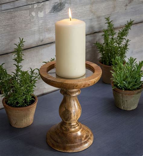 Wooden Pillar Candle Holder From Retreat Home Oak Effect Candlestick