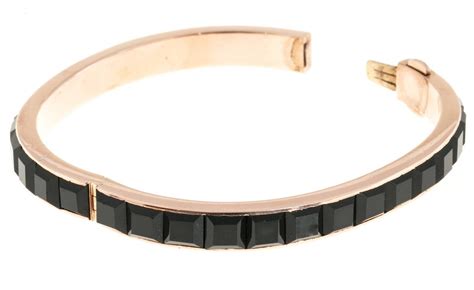 Victorian Black Onyx Rose Gold Bangle Bracelet At 1stdibs Black And