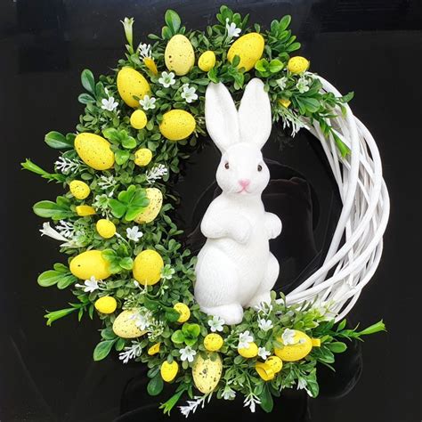 Easter Bunny Egg Wreath Acrylic Rabbit Egg Wreath Indoor Outdoor Easter
