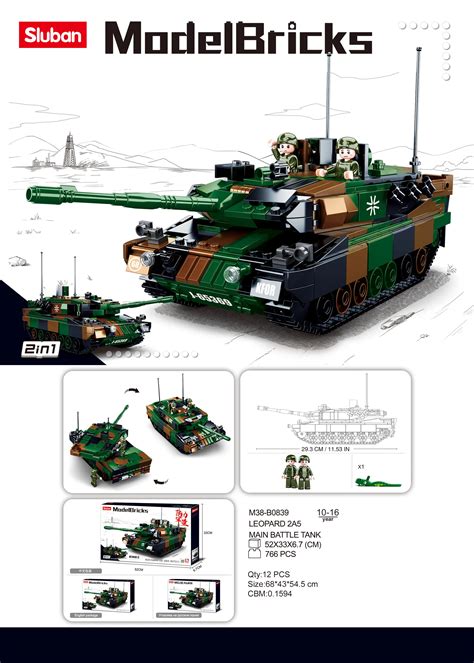 Sluban Army Leopard 2a5 Main Battle Tank Bricks B0839 Building Toys