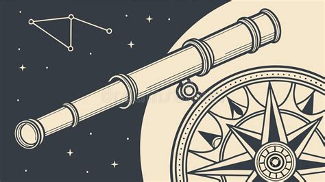 Telescope And Compass Exploration And Discovery Theme Vector Design