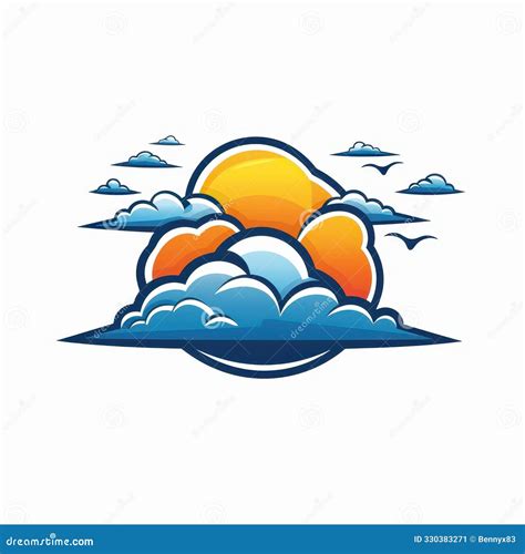 Flat Vector Logo Featuring A Colorful Cloud Design With A Sunny