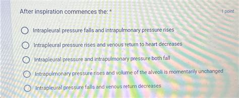 Solved After Inspiration Commences The 1