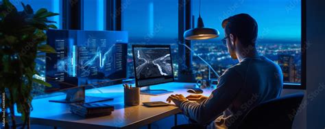 Computer Programmer Coding On Modern Computer With Ai Artificial Intelligence Digital