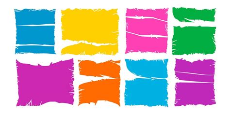 Frayed Scraps Of Paper Illustration Set Grunge Rectangles Silhouettes