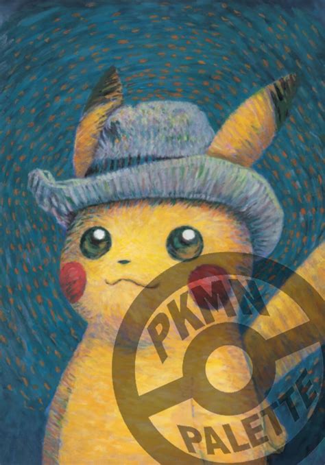 Pikachu Van Gogh Pokemon Card Digital Art Illustration Rare Etsy