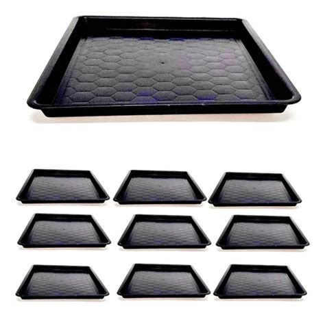 12 Charolas Negras Rectangulares Plástico Pp 50x41x3 Cm Envío Gratis
