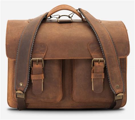 Mens 3 Compartments Leather Satchels Ruitertassen