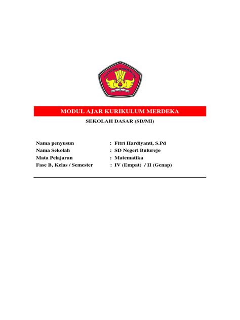 Modul Ajar Kelas 4 Mapel Matematika Fitri Hardiyanti Spd Pdf