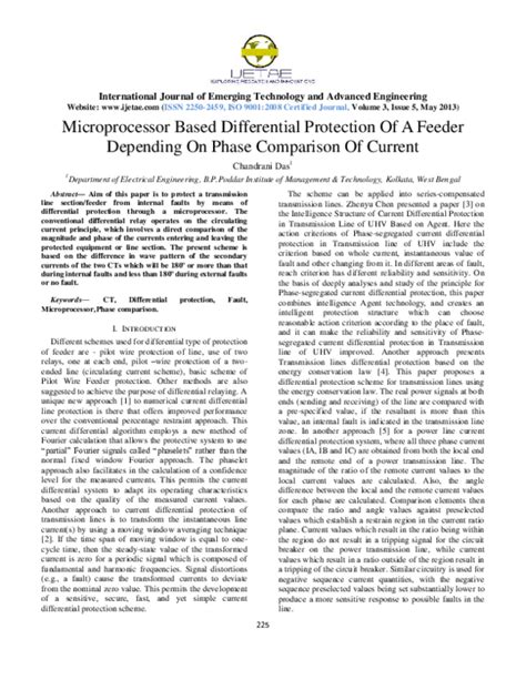 Pdf Microprocessor Based Differential Protection Of A Feeder Depending On Phase Comparison Of
