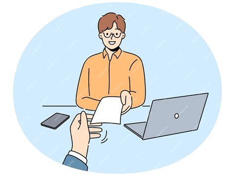 Premium Vector Smiling Businessman Pass Paycheck To Employee