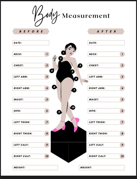Printable Body Measurement Tracker Printable At A Glance