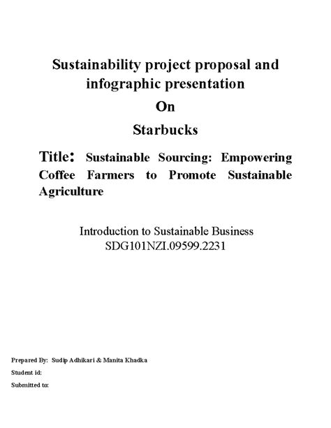 Sustainability Project Proposal And Infographic Presentation