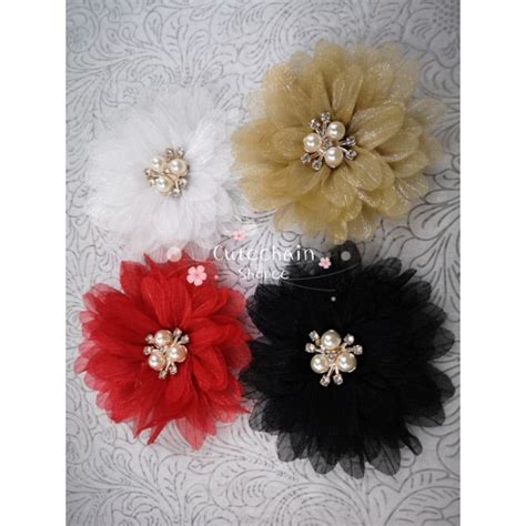 3d Flower Patchbunga Organzabunga 3 Inci Bunga Hiasan Baju Dinner