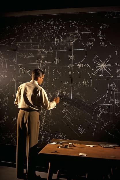 Premium Ai Image A Man Is Standing In Front Of A Blackboard With The