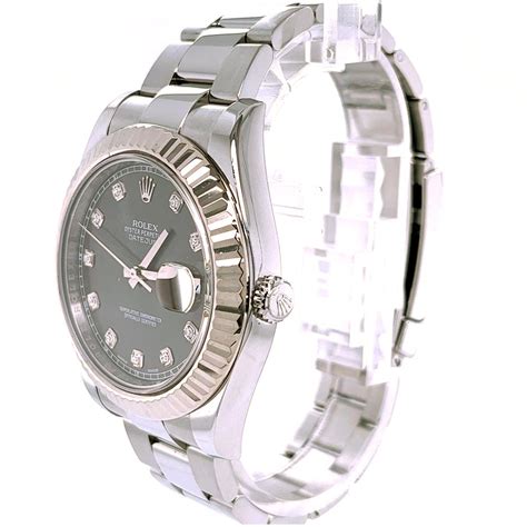 Rolex Datejust Ii Stainless Steel Diamond Dial Oyster Mens Watch