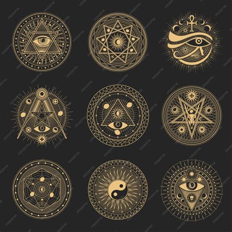 Premium Vector Mason Signs Occult And Esoteric Pentagram Symbols