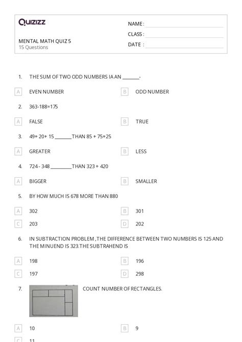 50 Squares Worksheets For 2nd Class On Quizizz Free And Printable