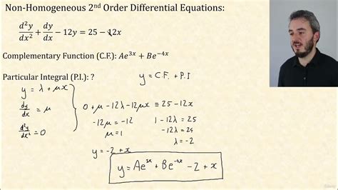 88 Non Homogeneous 2nd Order Differential Equations Part 1 Cie