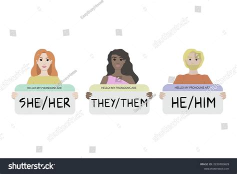 Gender Pronouns People Holding Sign Pronoun Stock Vector Royalty Free