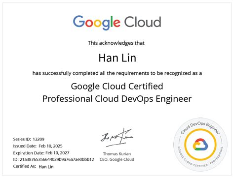 Professional Cloud Devops Engineer Certifications Han Lin