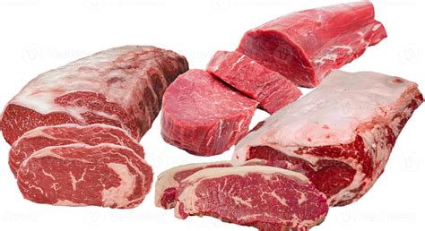 Filete De Carne Entera Cruda En Rodajas Corte Aislado Sobre Fondo