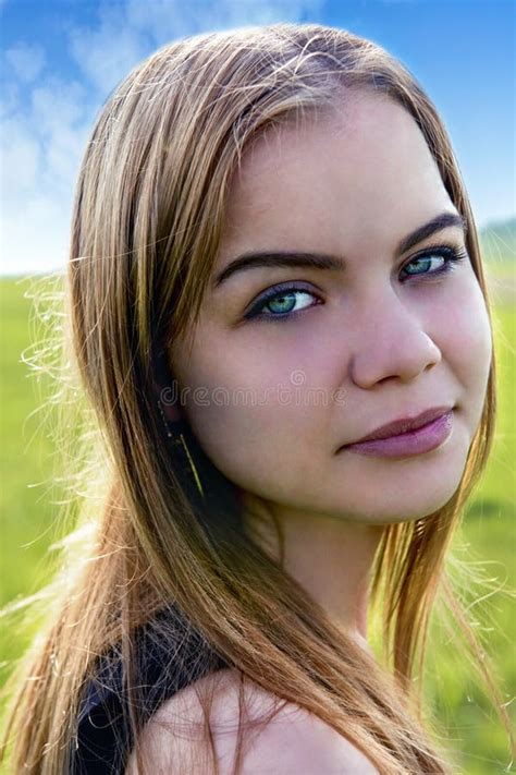 Portrait Of A Young Sensual Blonde Outdoors Stock Image Image Of