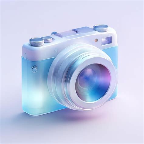 Premium Photo Glossy Stylized Glass Icon Of Camera Photo Photography