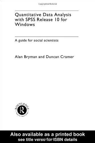 Quantitative Data Analysis With Spss Release 10 For Windows A Guide