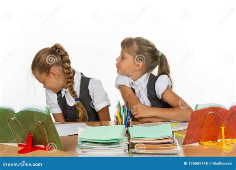 A Classmate Showed The Language To Another Classmate Stock Photo Image Of Relationship Desk