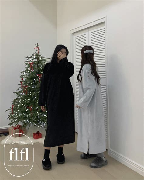 플랫퍼 Made Flfl라벨 037요술 소프트 벨벳 밍크 롱원피스4color 위시버킷