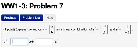 Solved Express The Vector V As A Linear Combination Chegg