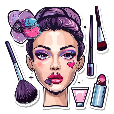 Premium Vector A Drawing Of A Woman With Makeup And Makeup On It