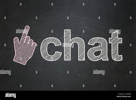 Web Development Concept Mouse Cursor And Chat On Chalkboard Background