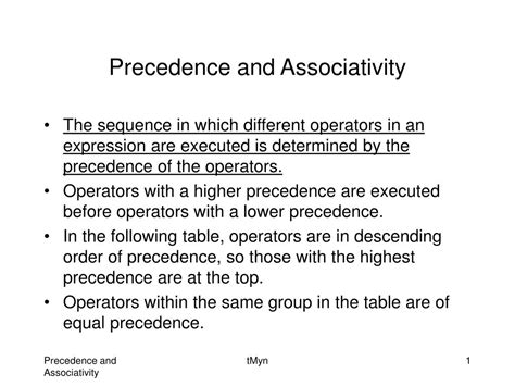 Ppt Precedence And Associativity Powerpoint Presentation Free