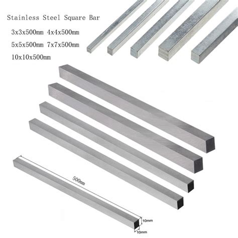 304 Stainless Steel Square Bar Rod 33 44 55 77 1010mm 50cm 20