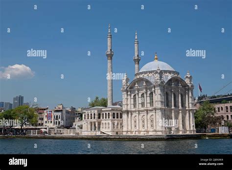 Ortakoy Mosque Buyuk Mecidiye Camii On The Bosphorus Shore At