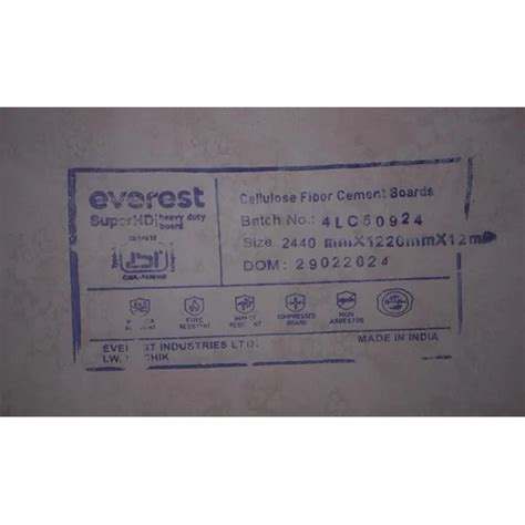 Everest Heavy Duty Cement Boards Fibre Cement Board 24401220 Mm