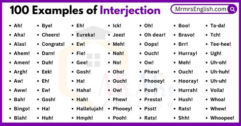 100 Examples Of Interjection In English And Their Images Mr Mrs English