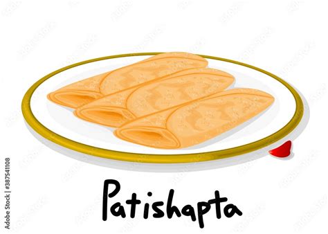 Patishapta Pitha Indian Sweet Dish Food Vector Stock Vector Adobe Stock