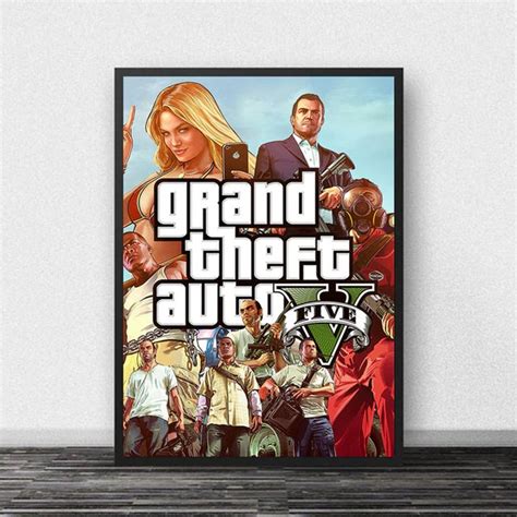 Grand Theft Auto V Poster Gta V Poster Gta V Print Game Etsyde