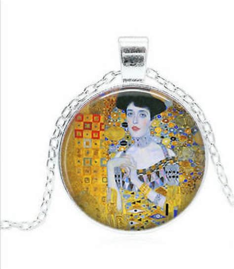 Necklace Portrait Adele Bloch Bauer Of Gustav Klimtlocket Chain And Glass Dome Cabochon Etsy