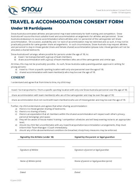 Fillable Online Travel And Accommodation Consent Form Fax Email Print