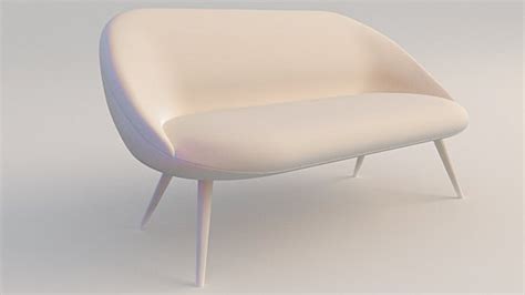 Classik Retro Sofa 3d Model Wooden Legs Download