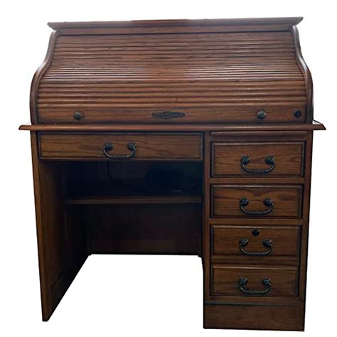 Compact Solid Oak Roll Top Desk For Home Office