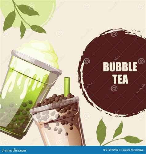 Background With Bubble Tea Bubble Tea With Tapioca In Plastic Cups